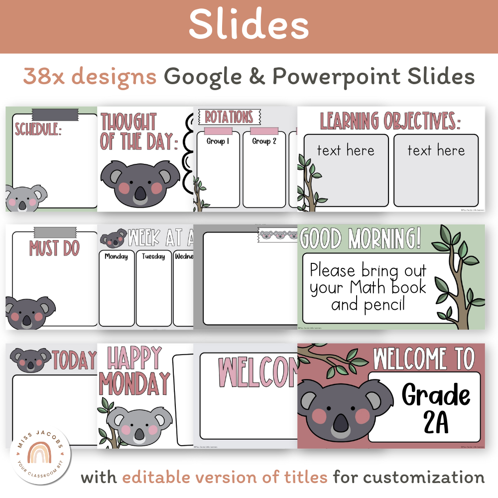 Koala Theme Classroom Essentials Decor Pack - Miss Jacobs