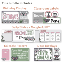Koala Theme Classroom Essentials Decor Pack - Miss Jacobs
