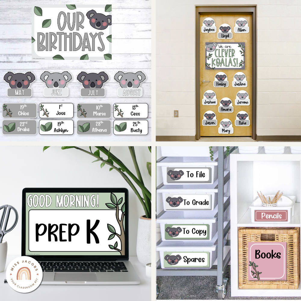 Koala Theme Classroom Essentials Decor Pack - Miss Jacobs