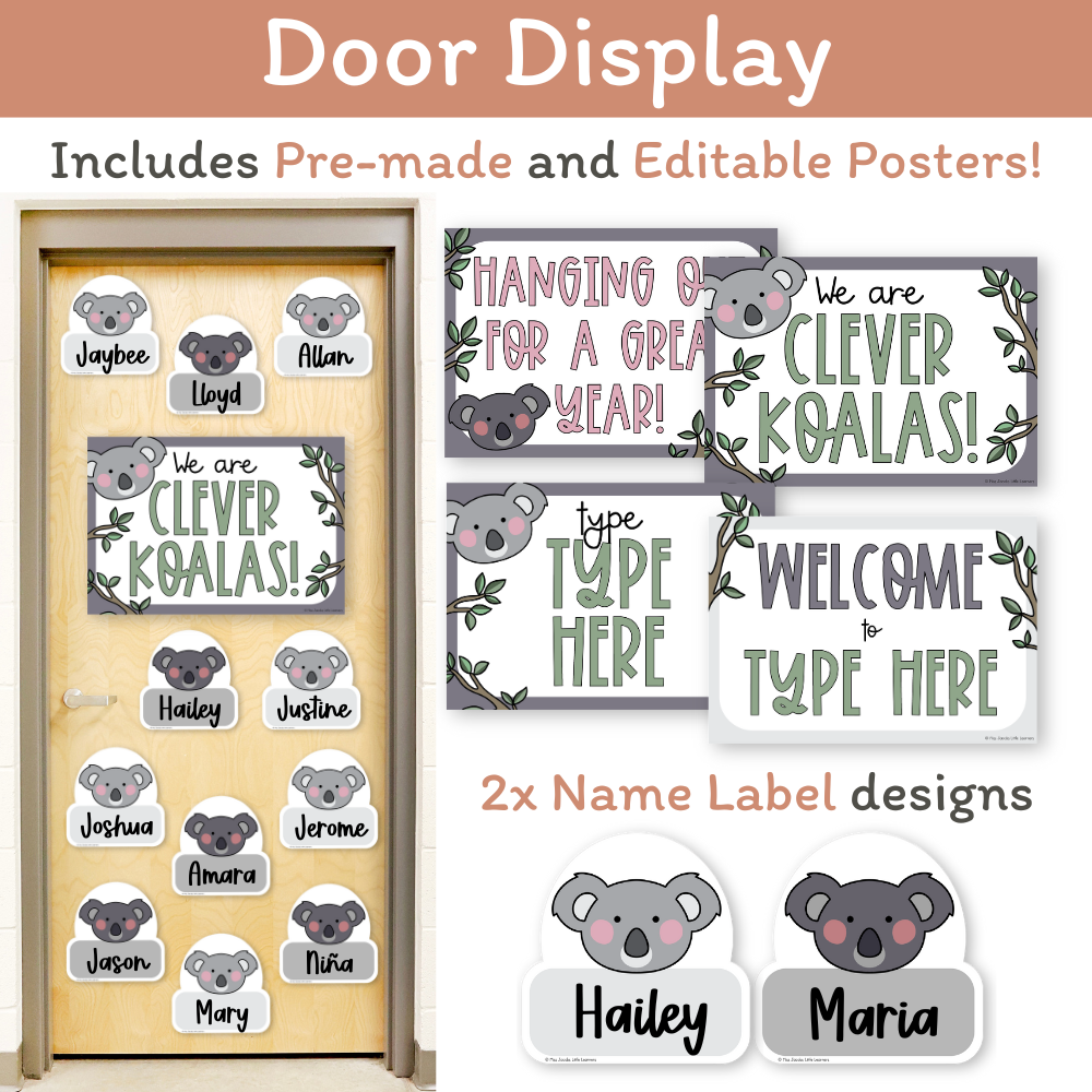 Koala Theme Classroom Essentials Decor Pack - Miss Jacobs