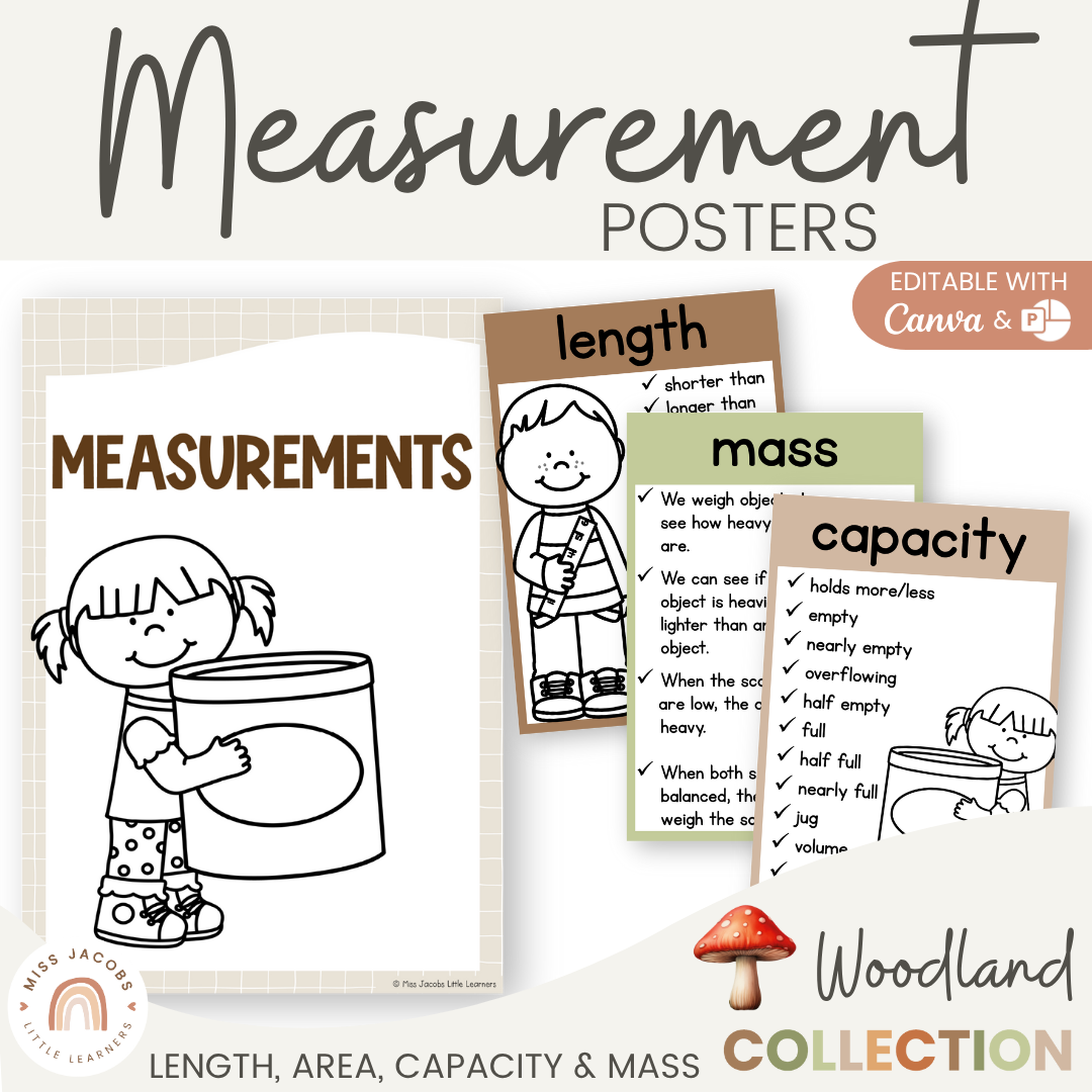 Measurement Posters - Woodland Theme Classroom Decor - Miss Jacobs