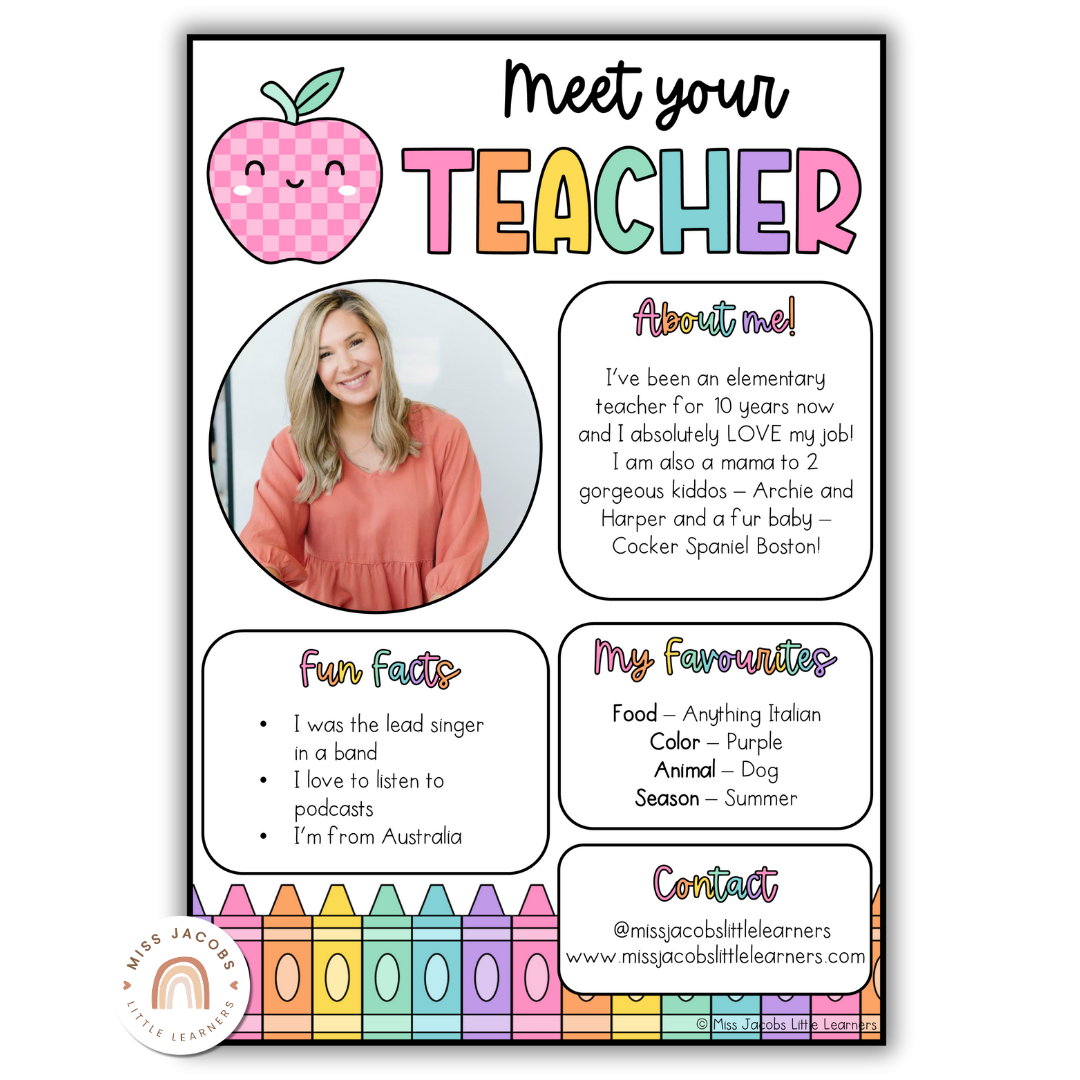 Meet the Teachers - Cutesy Classroom Theme - Miss Jacobs