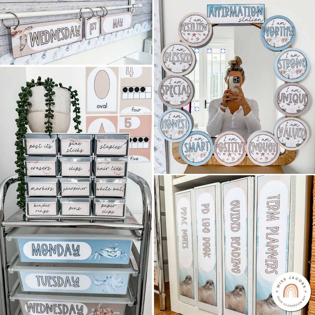 Modern Ocean Classroom Decor - Sandy Neutral Tones - Miss Jacobs