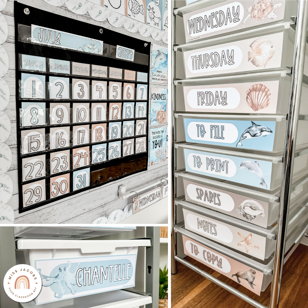 Modern Ocean Classroom Decor - Sandy Neutral Tones - Miss Jacobs