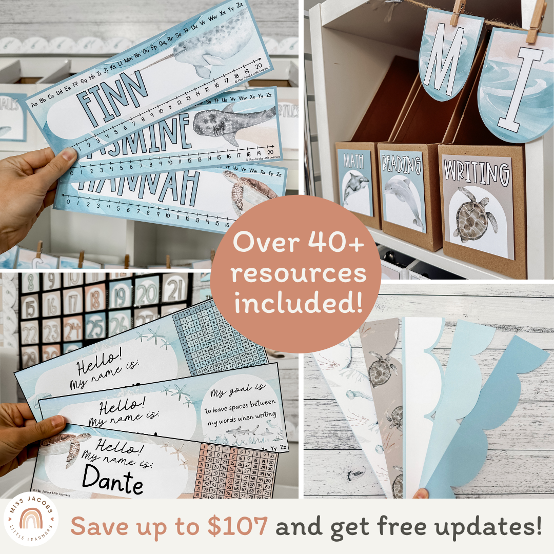 Modern Ocean Classroom Decor - Sandy Neutral Tones - Miss Jacobs