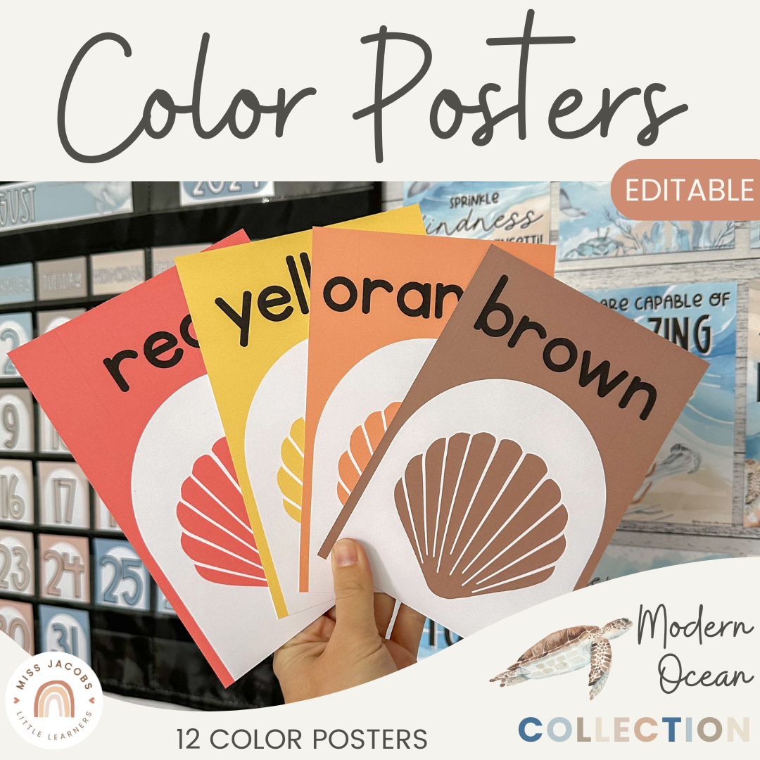 Color Posters - Modern Ocean Classroom Decor