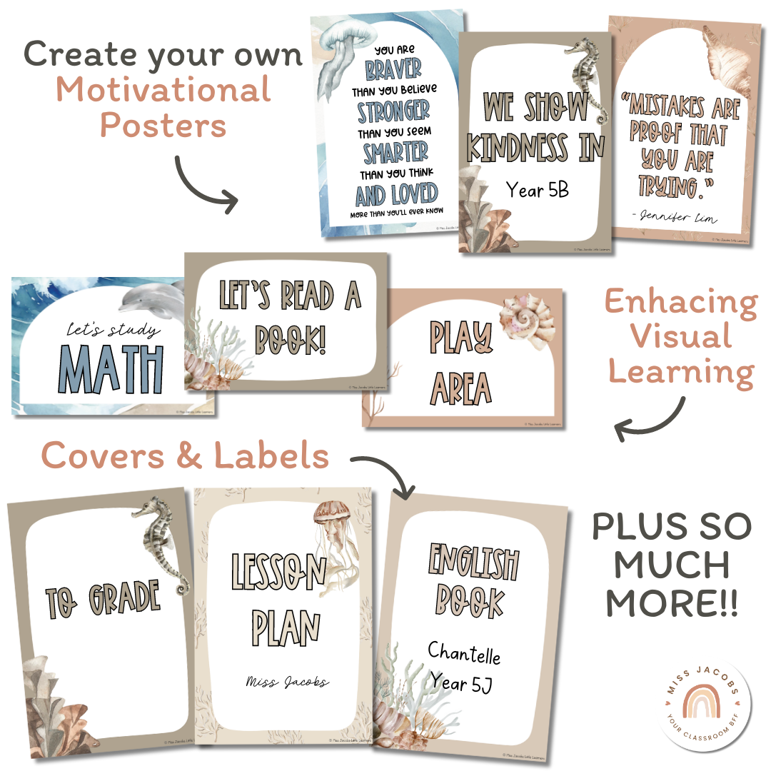 Editable Classroom Posters Templates - Modern Ocean Theme
