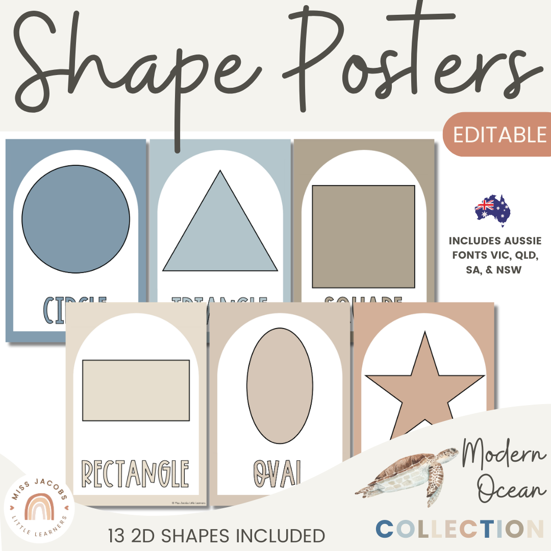 Shape Posters - Modern Ocean Classroom Decor