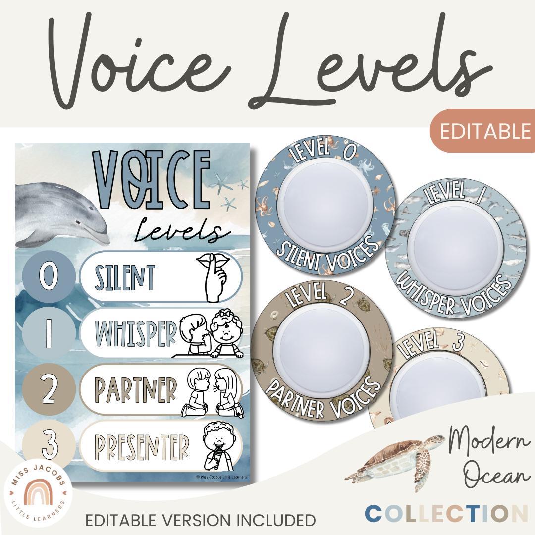Voice Levels Chart - Modern Ocean Classroom Decor - Default Title
