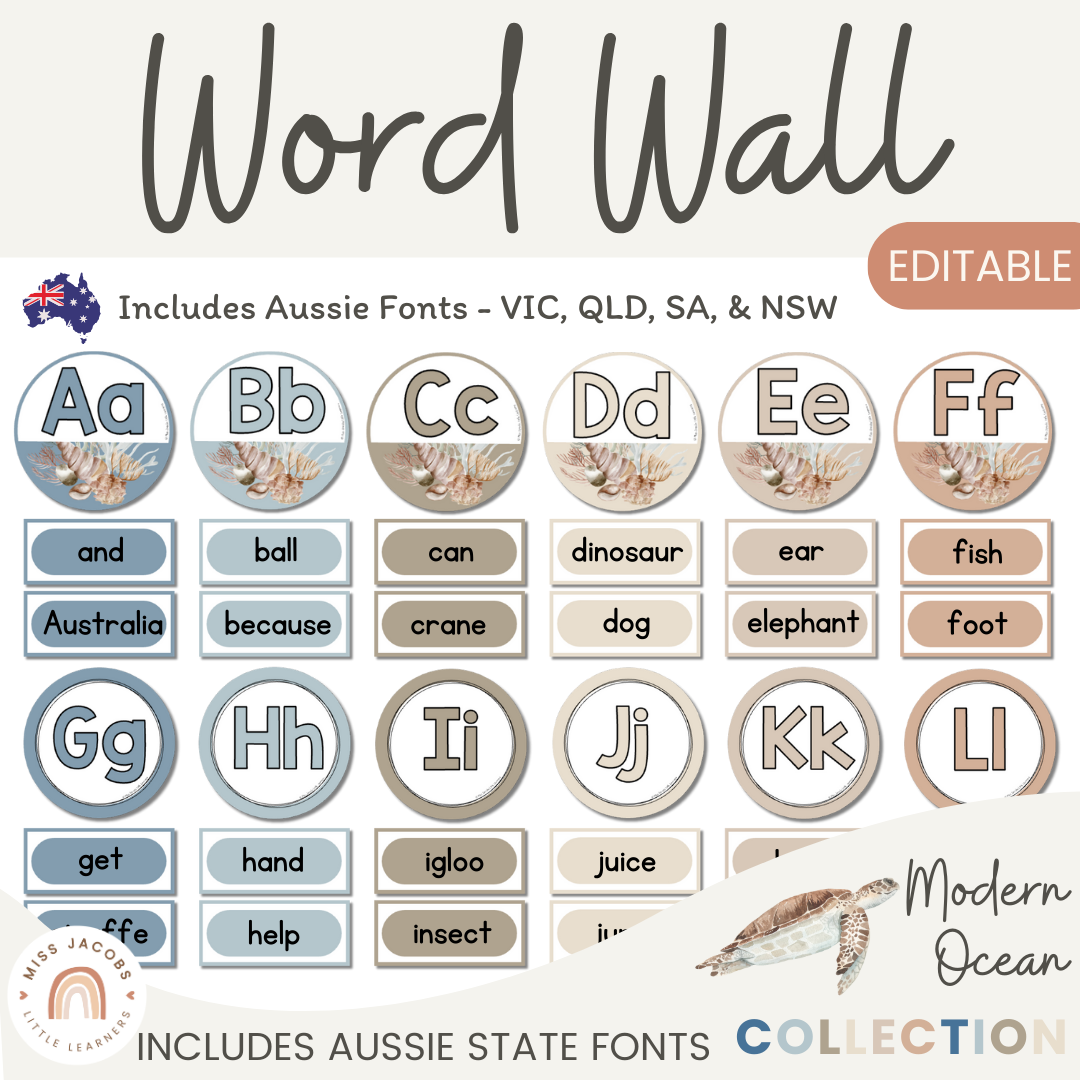 Alphabet Word Wall - Modern Ocean Classroom Decor