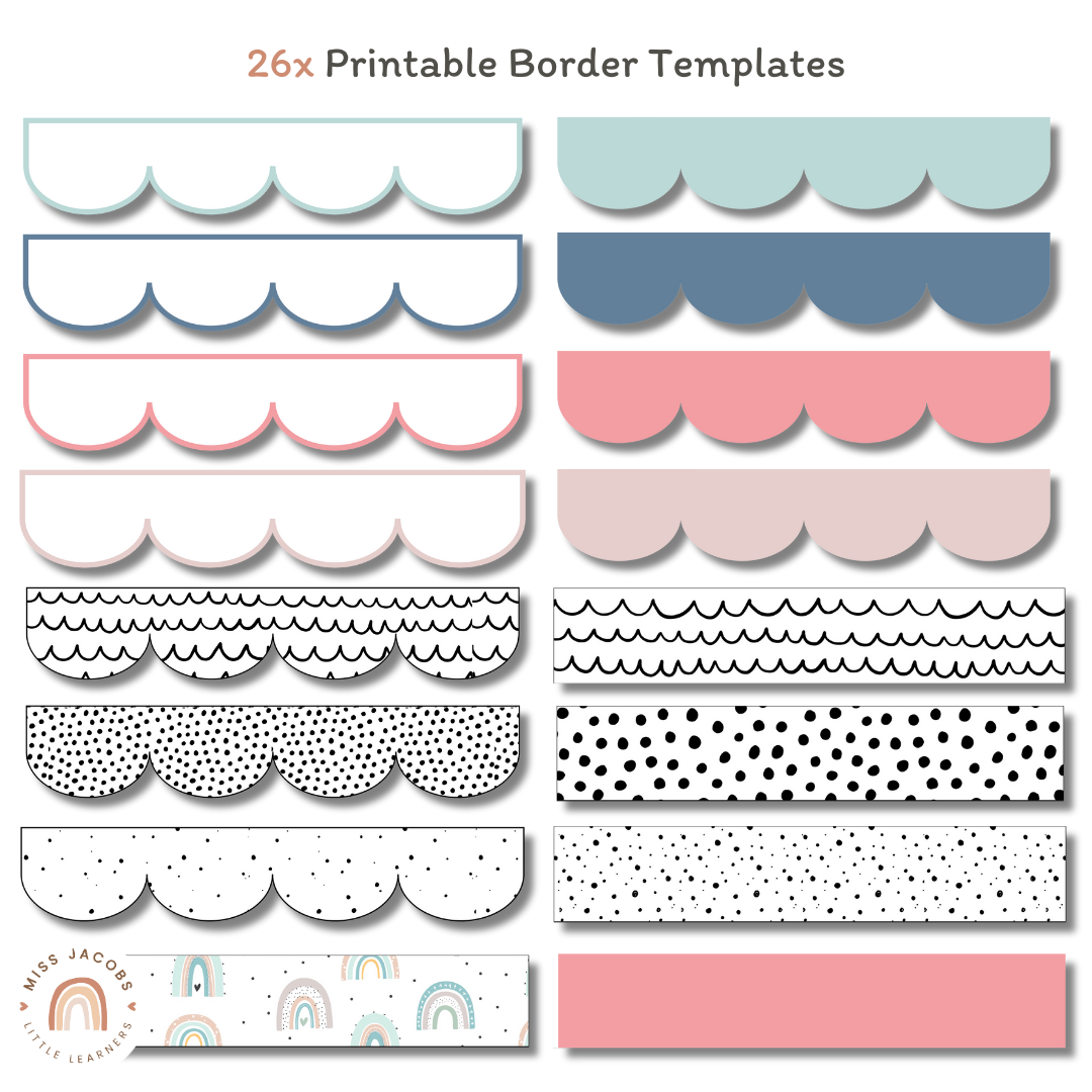 Bulletin Board Borders - Rainbow Calm Colors Decor