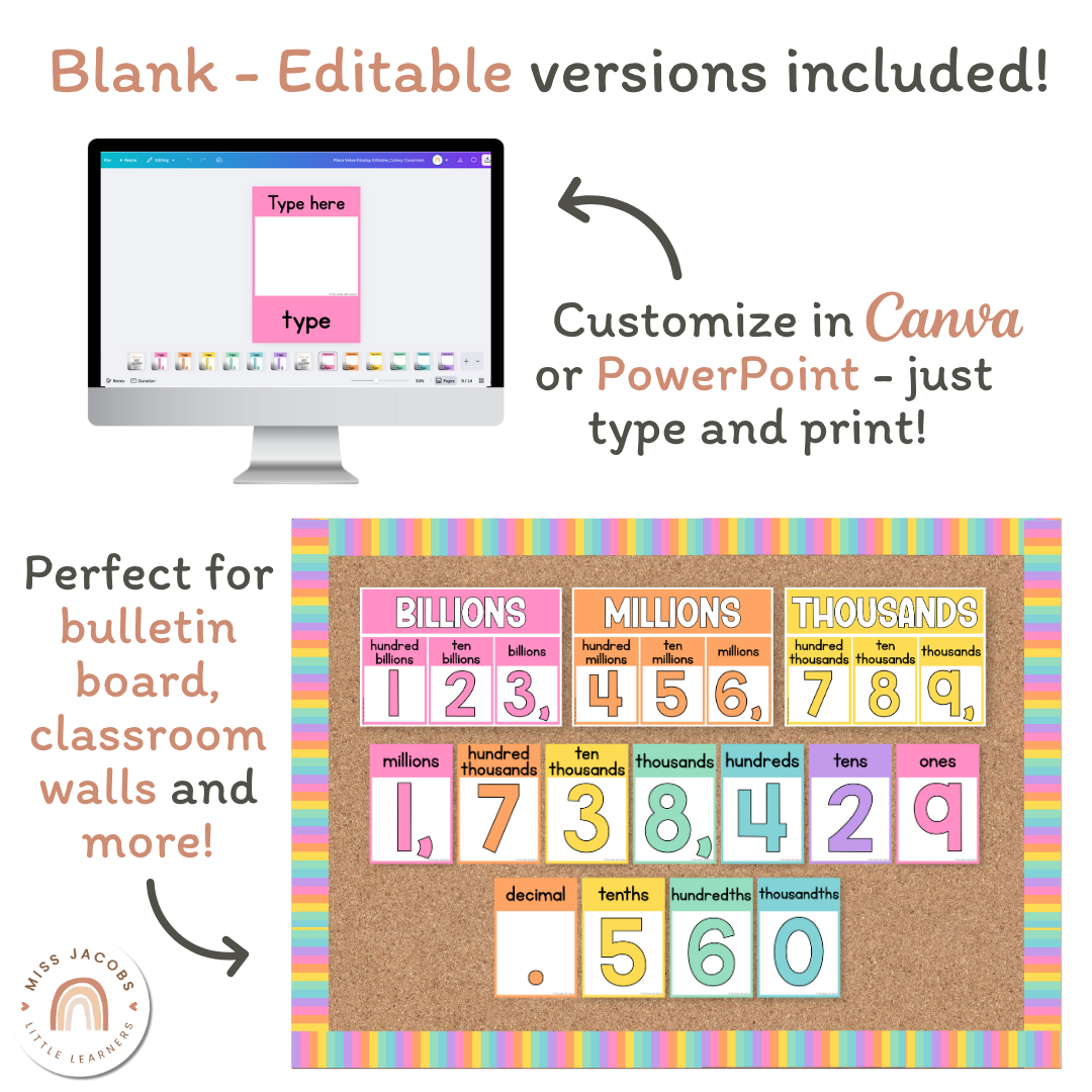 Place Value with Decimals Wall Display - Cutesy Classroom Theme - MJLL ...
