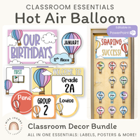 Rainbow Hot Air Balloon Theme Classroom Essentials Decor Pack - MJLL ...