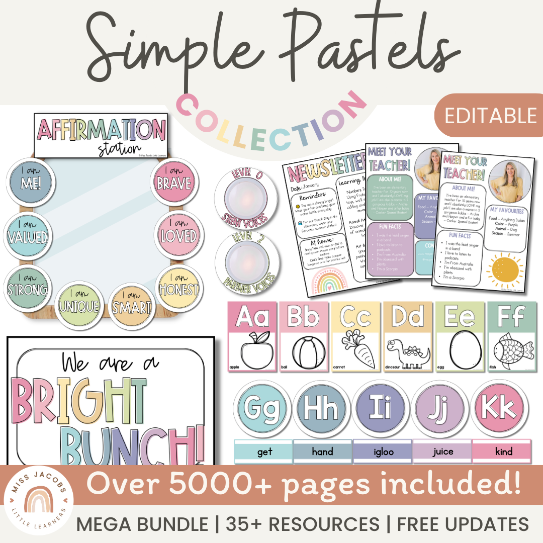 Simply Pastel Classroom Collection - Miss Jacobs Little Learners - Miss ...