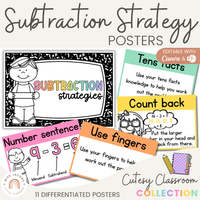 Subtraction Strategies Posters - Cutesy Classroom Theme - Miss Jacobs