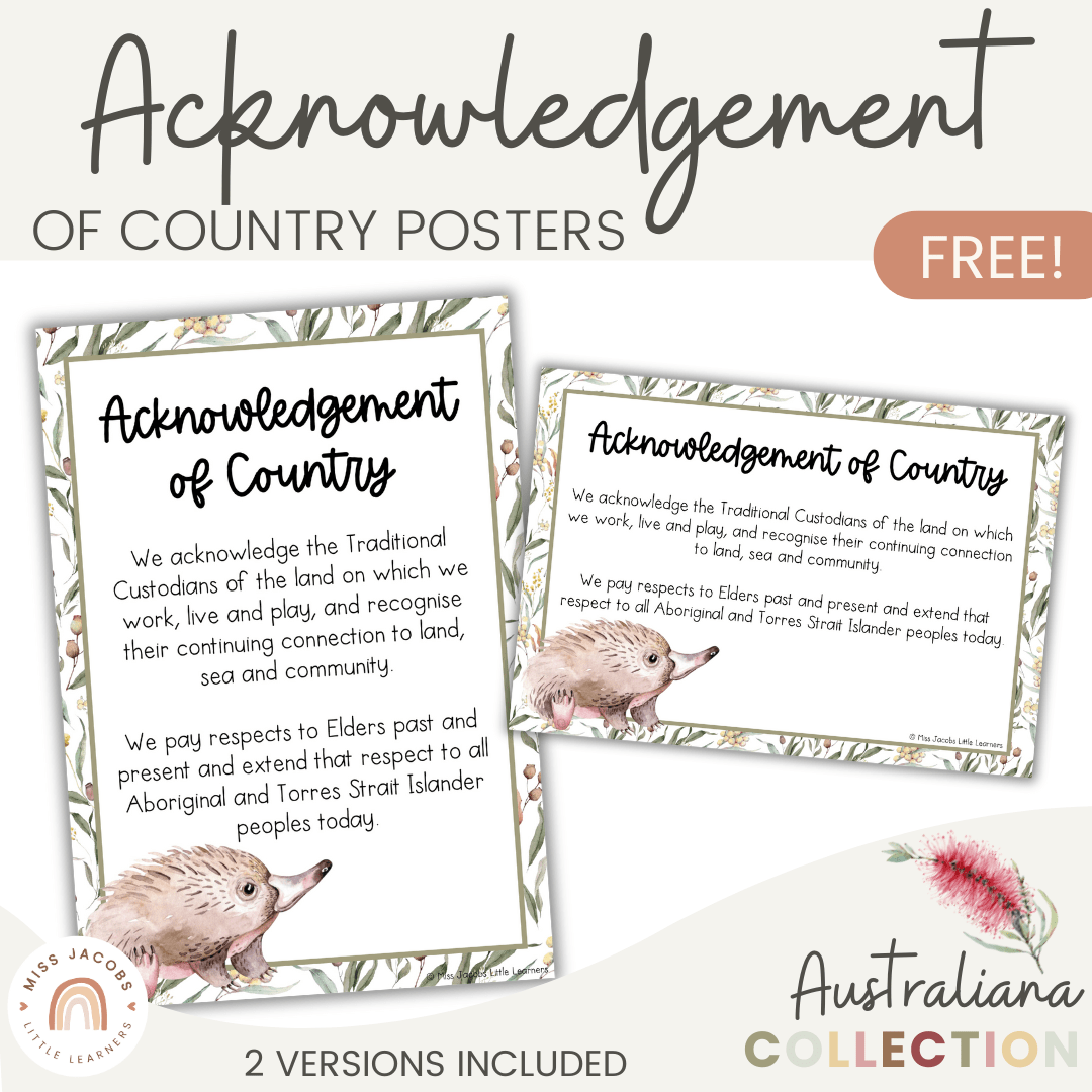 Acknowledgement of Country - Australiana Classroom Theme - Miss Jacobs