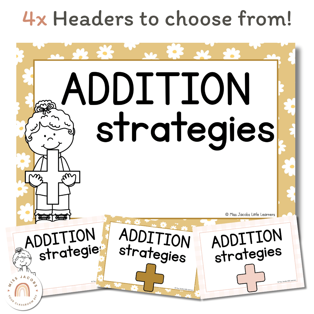 Addition Strategies Posters | Daisy Gingham Neutrals