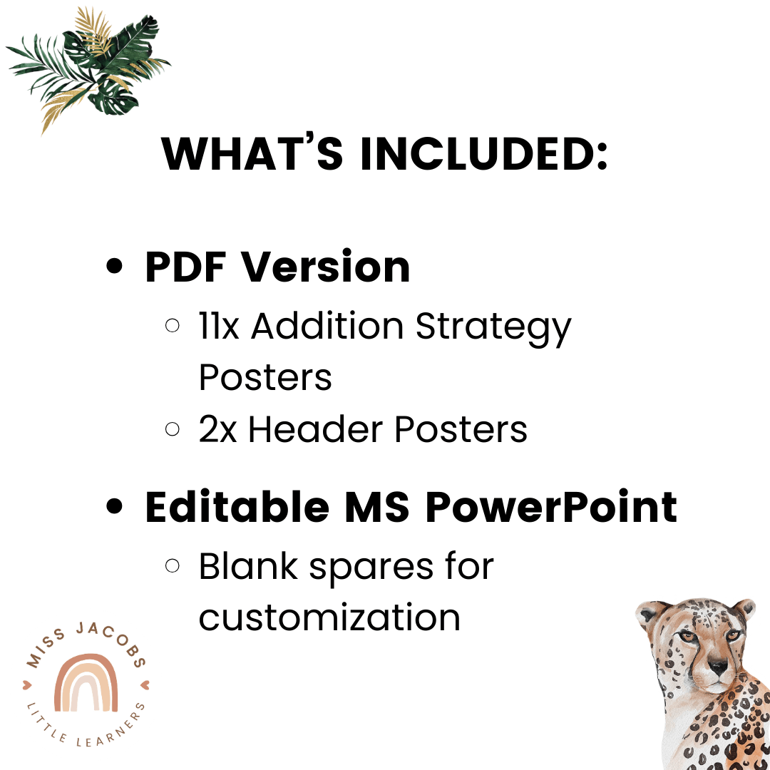 Addition Strategies Posters - Modern Jungle Earthy Theme – Miss Jacobs ...