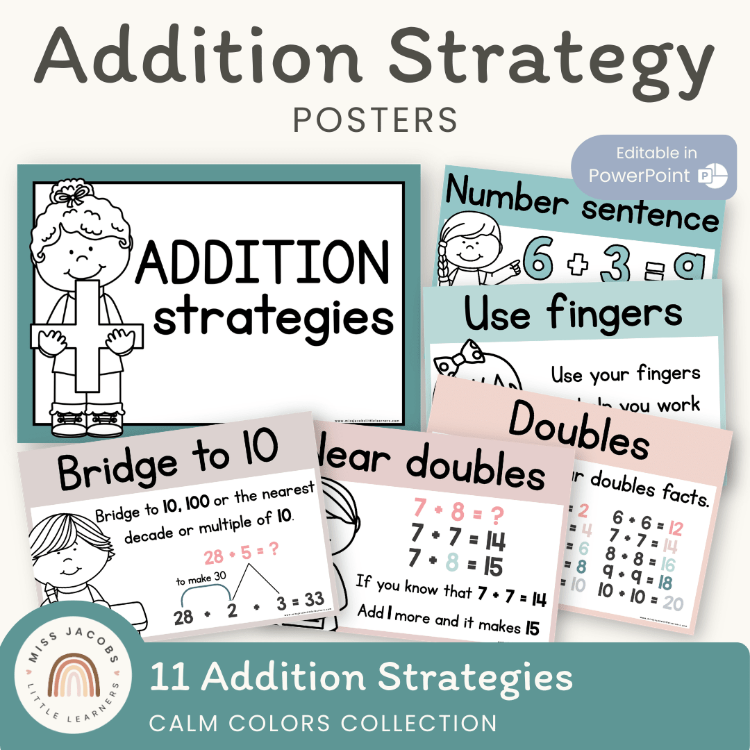 Addition Strategy Posters | MODERN RAINBOW Color Palette | Calm Colors ...