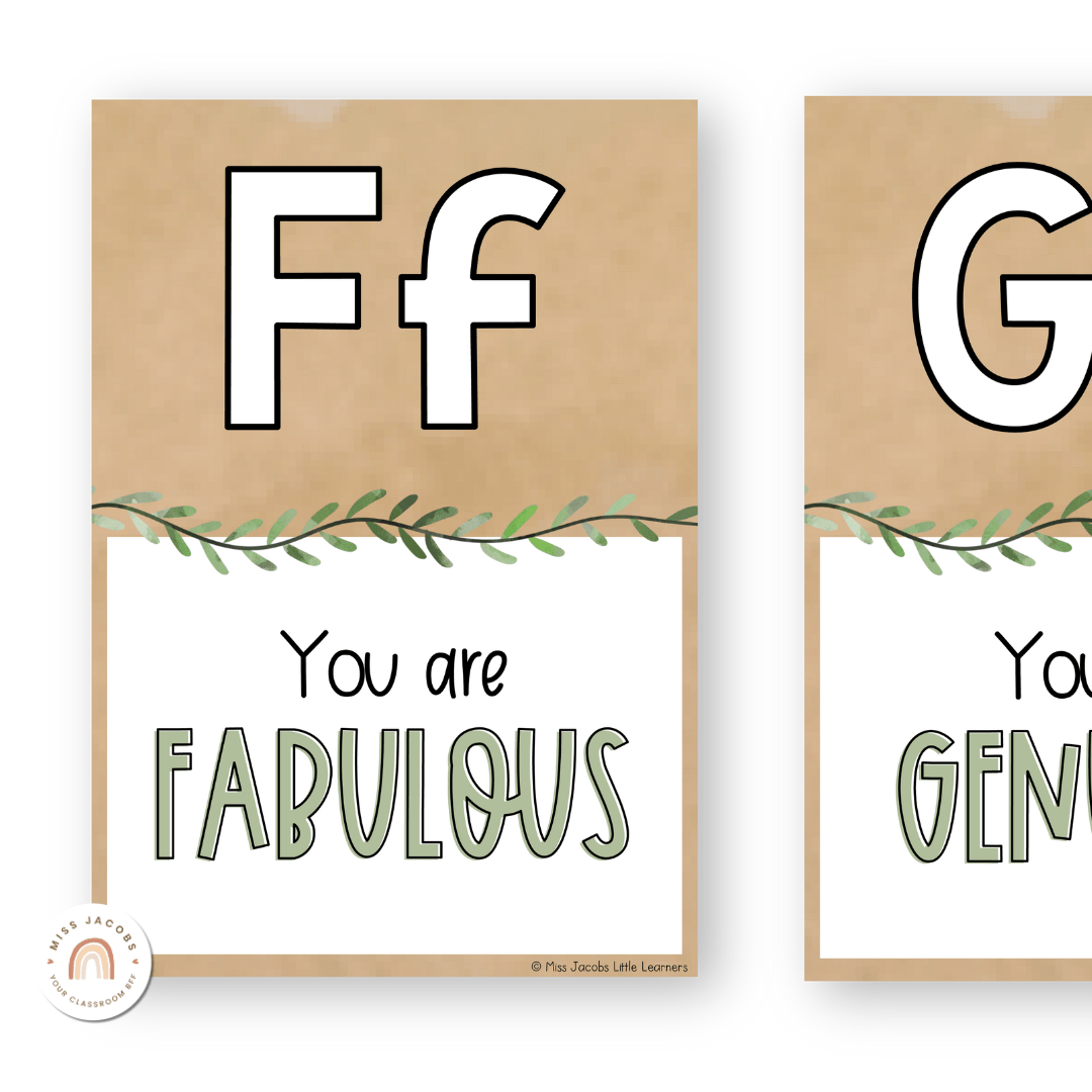 Affirmation Alphabet Posters - Boho Plants Classroom Theme - MJLL