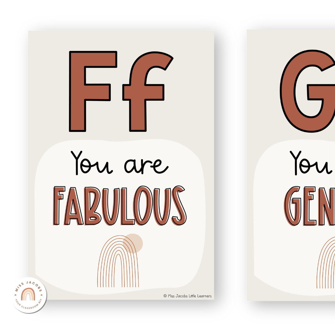 Affirmation Alphabet Posters - Boho Vibes Classroom Theme - Miss Jacobs