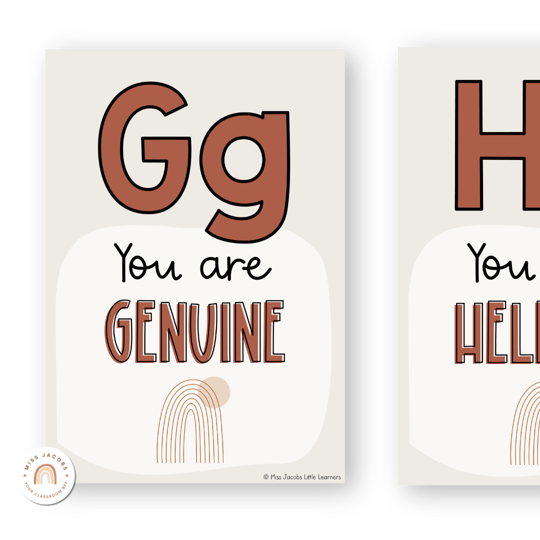 Affirmation Alphabet Posters - Boho Vibes Classroom Theme - Miss Jacobs