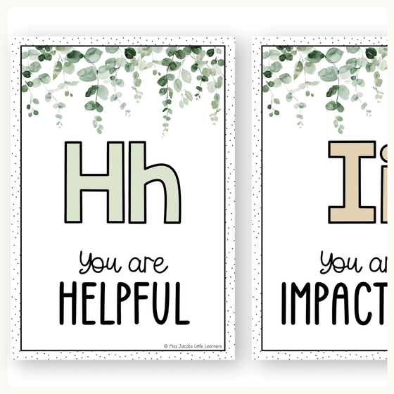 Affirmation Alphabet Posters - Modern Botanical Theme - Miss Jacobs ...
