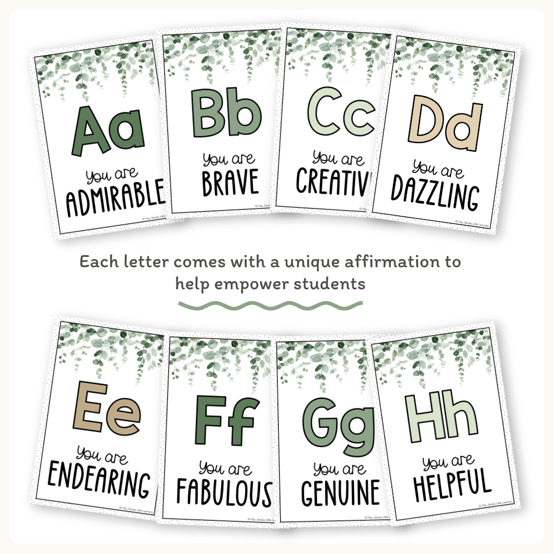 Affirmation Alphabet Posters - Modern Botanical Theme - Miss Jacobs ...