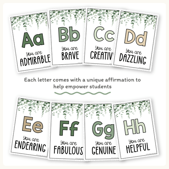 Affirmation Alphabet Posters - Modern Botanical Theme - Miss Jacobs ...