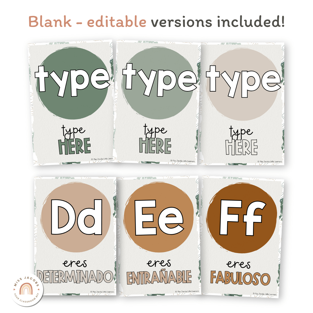 Affirmation Alphabet Posters - Modern Jungle Classroom Theme - MJLL