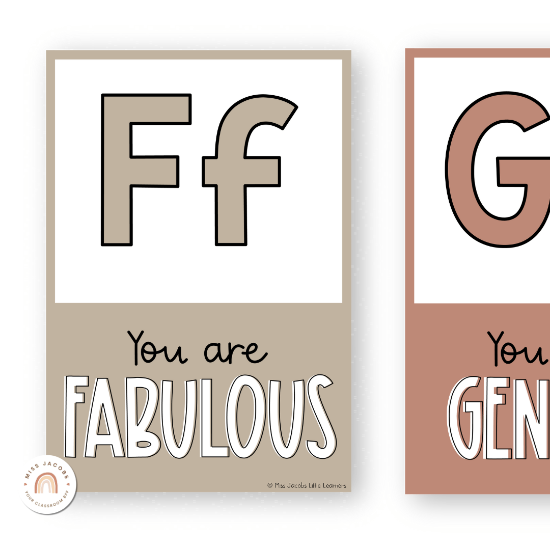 Affirmation Alphabet Posters - Simply Boho Theme - Miss Jacobs
