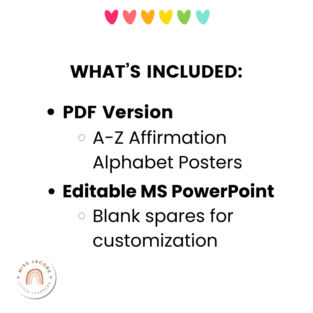 Affirmation Alphabet Posters - Spotty Bright Theme - Miss Jacobs