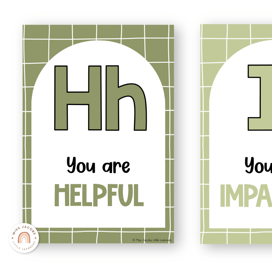 Affirmation Alphabet Posters - Woodland Classroom Decor - MJLL