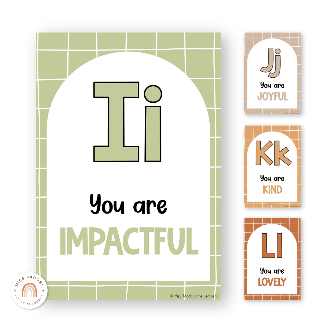 Affirmation Alphabet Posters - Woodland Classroom Decor - MJLL