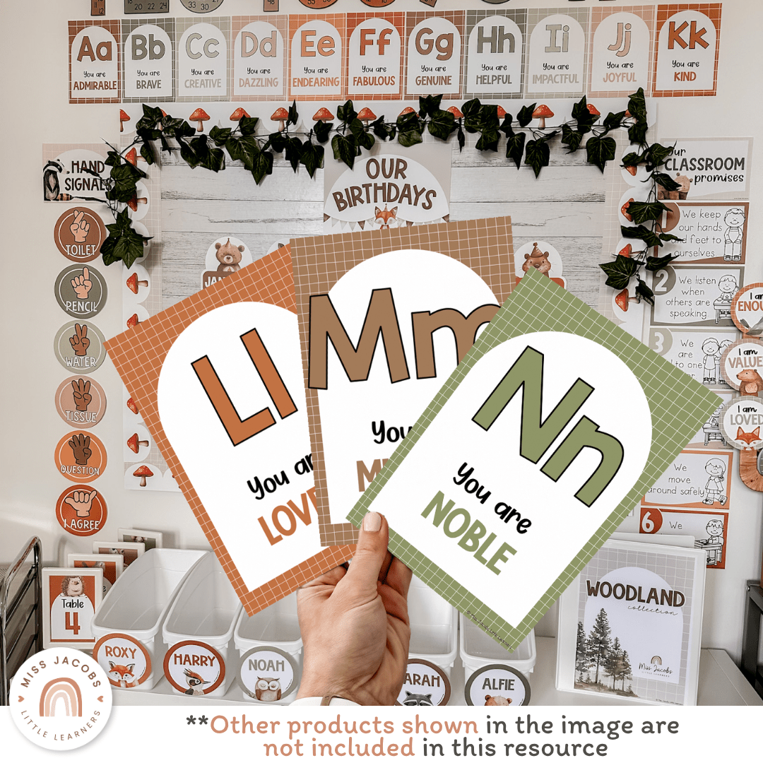 Affirmation Alphabet Posters - Woodland Classroom Decor - MJLL – Miss ...
