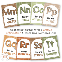 Affirmation Alphabet Posters - Woodland Classroom Decor - MJLL
