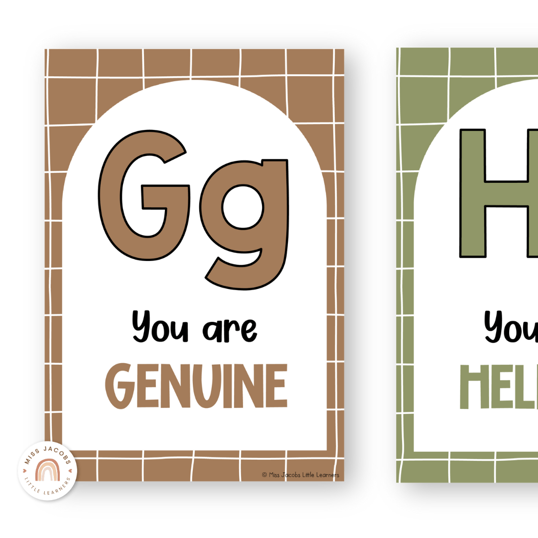 Affirmation Alphabet Posters - Woodland Classroom Decor - MJLL