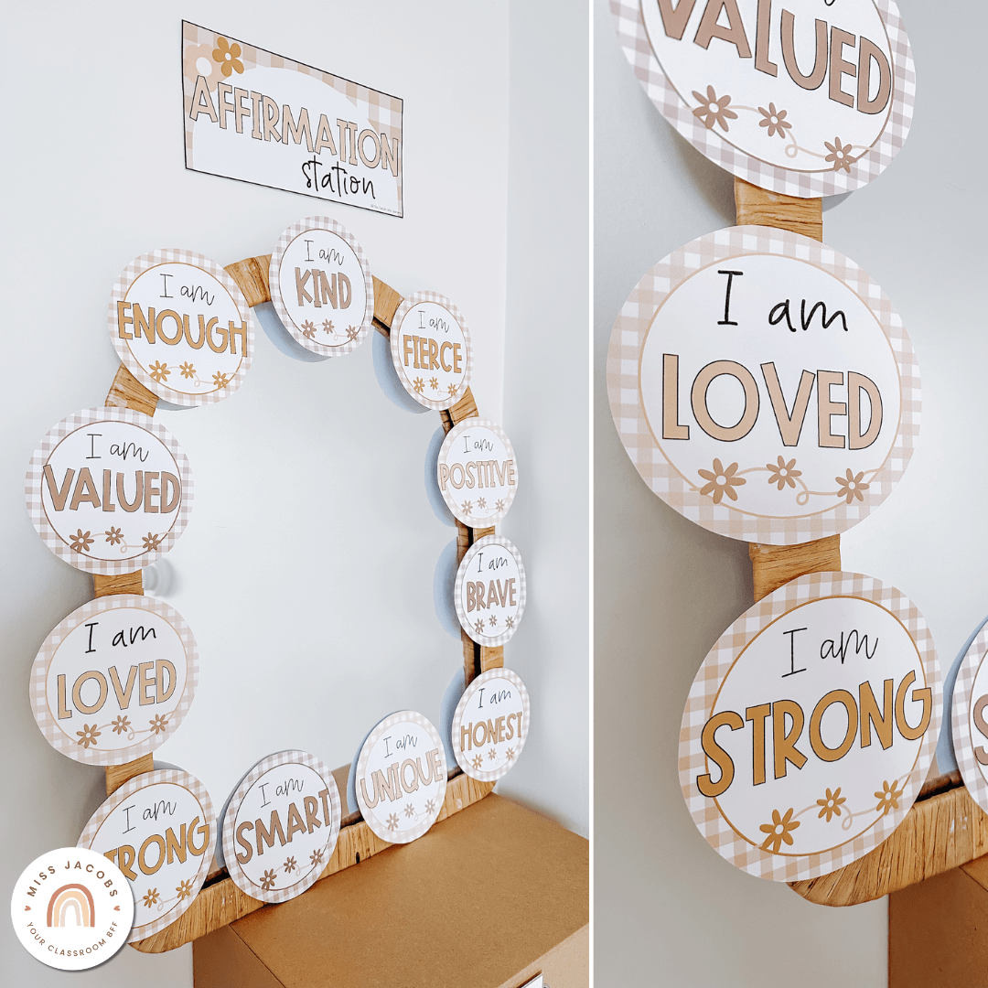 Affirmation Station | Daisy Gingham Neutrals – Miss Jacobs Little Learners