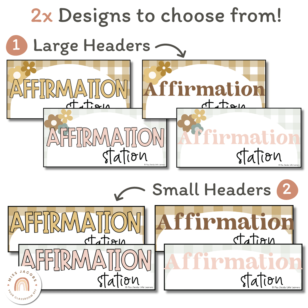 Affirmation Station | Daisy Gingham Neutrals - Miss Jacobs Little Learners