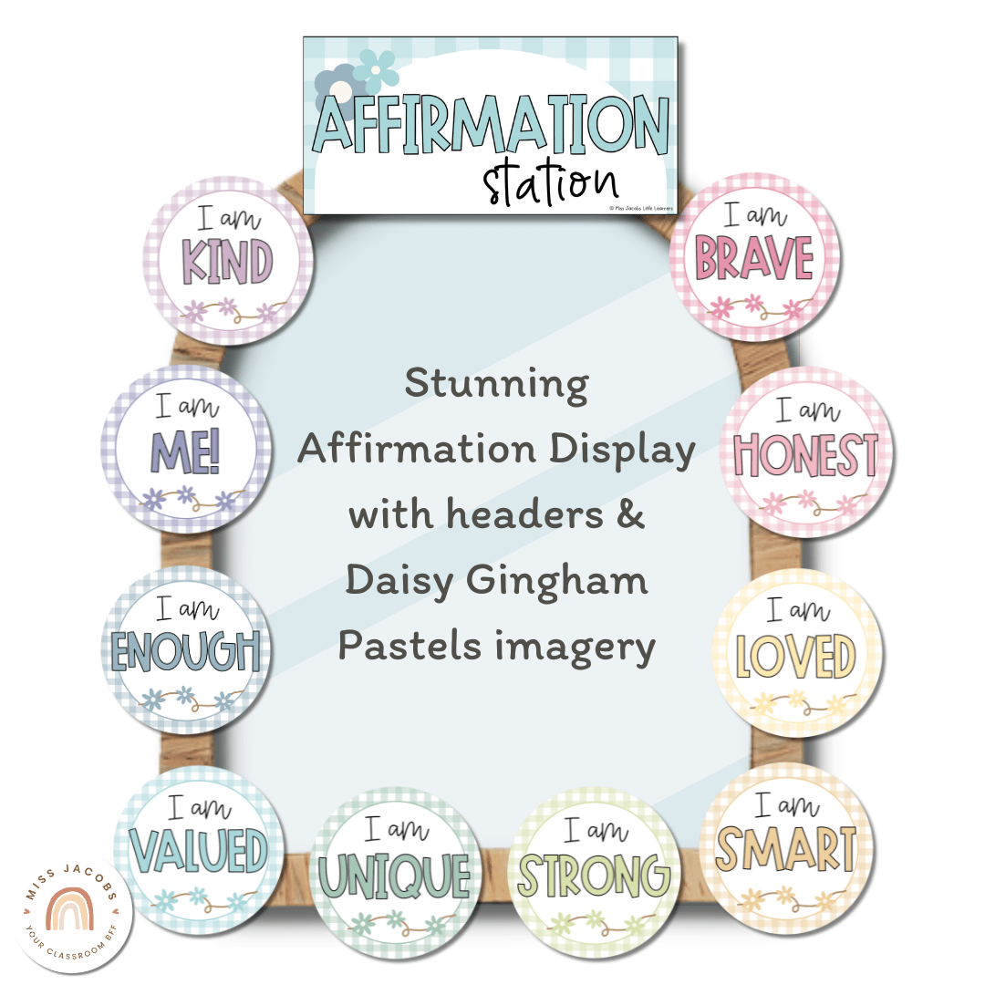 Affirmation Station - Daisy Gingham Pastels Decor