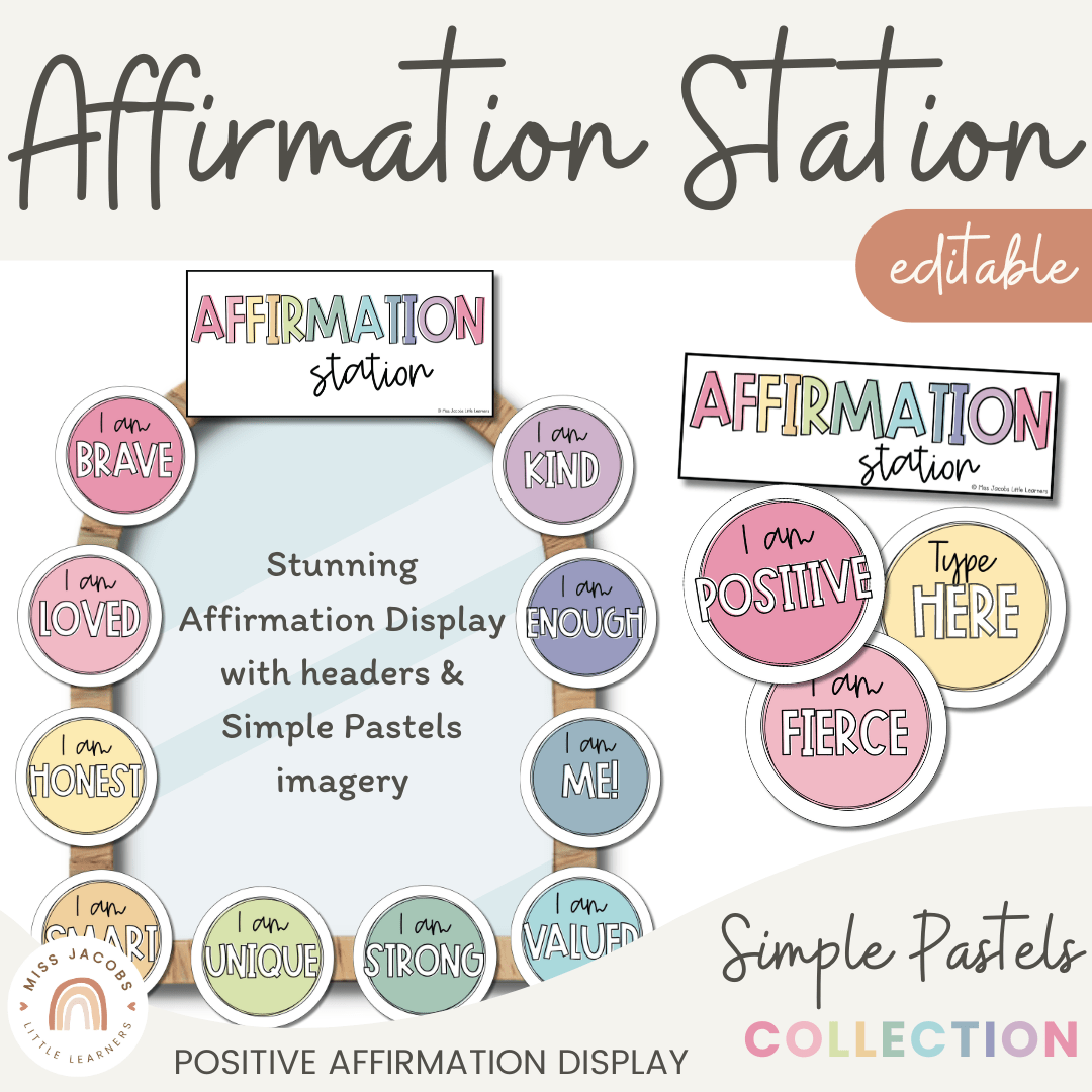 Affirmation Station PASTELS | Positive Affirmations Mirror Display
