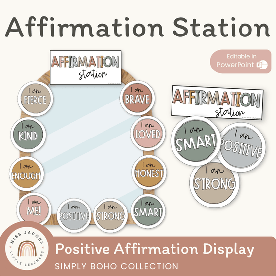 Affirmation Station SIMPLE BOHO | Positive Affirmations Mirror Display ...