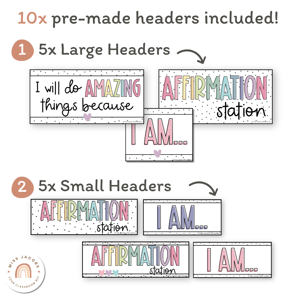 Affirmation Station - Spotty Pastel Classroom Theme - Miss Jacobs