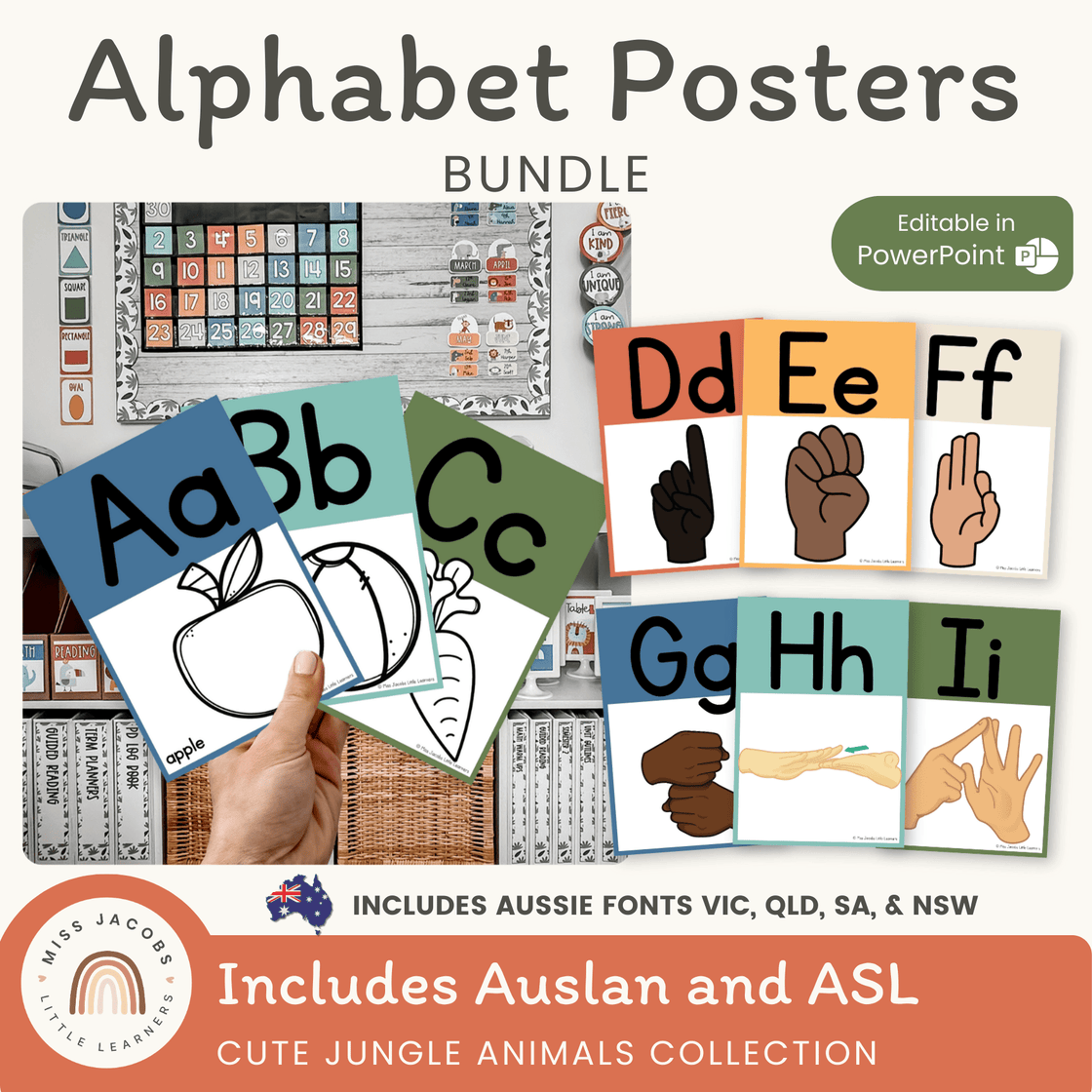 Alphabet Posters Bundle | Cute Jungle Animals – Miss Jacobs Little Learners