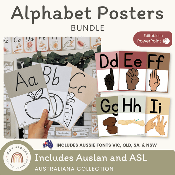 Alphabet Posters Bundle - Australiana Classroom Theme - MJLL – Miss ...