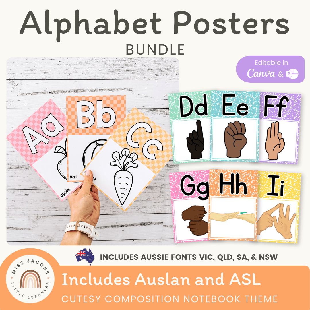Alphabet Posters Bundle - Cutesy Classroom Theme - Miss Jacobs