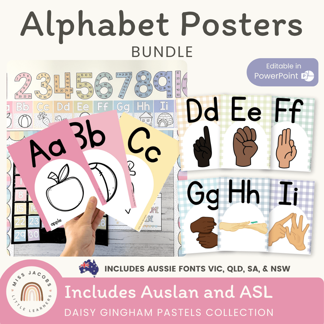 Alphabet Posters Bundle | Daisy Gingham Pastels – Miss Jacobs Little ...