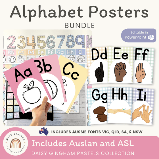 Alphabet Posters Bundle | Daisy Gingham Pastels – Miss Jacobs Little ...