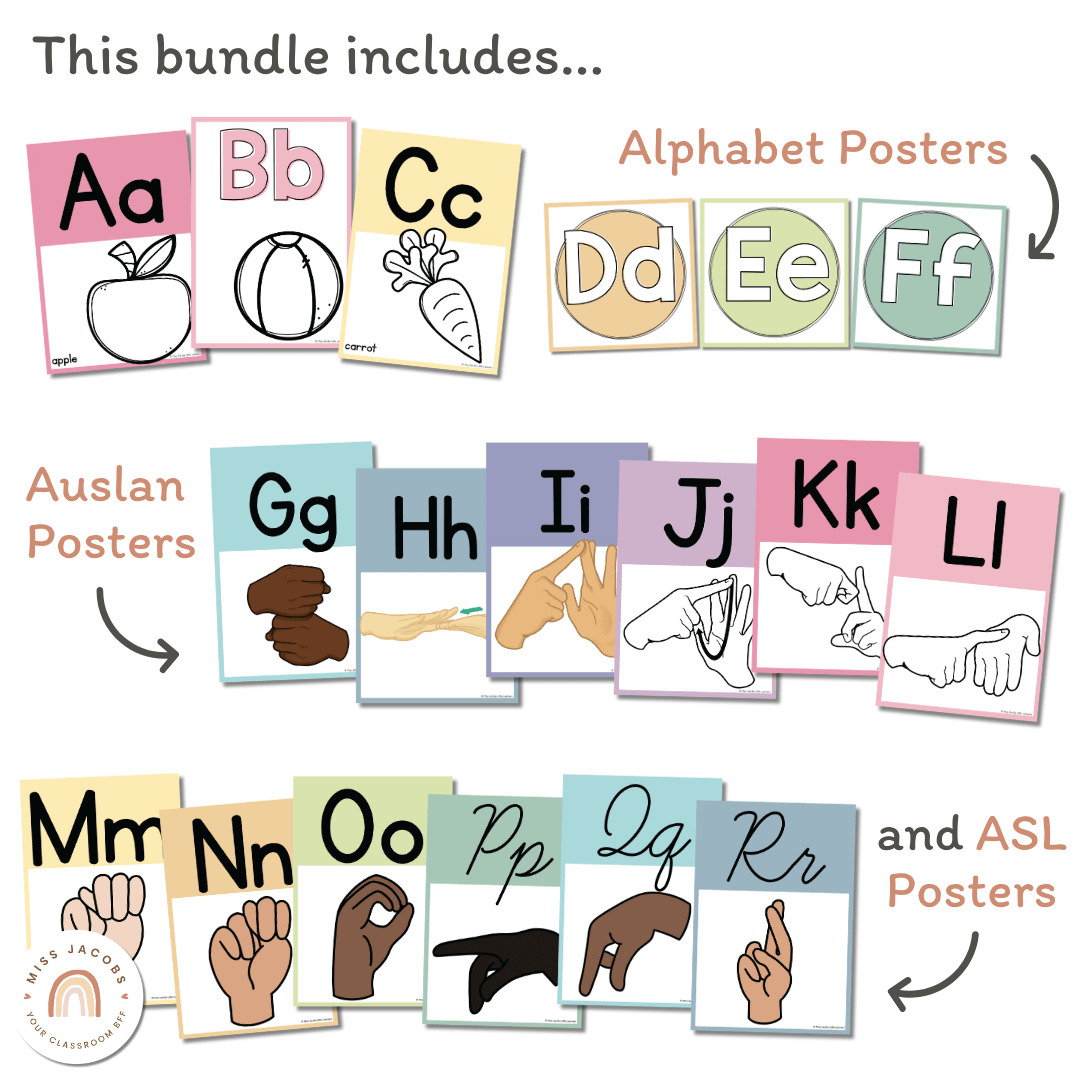 Alphabet Posters Bundle - Simply Pastel Classroom Theme - Miss Jacobs