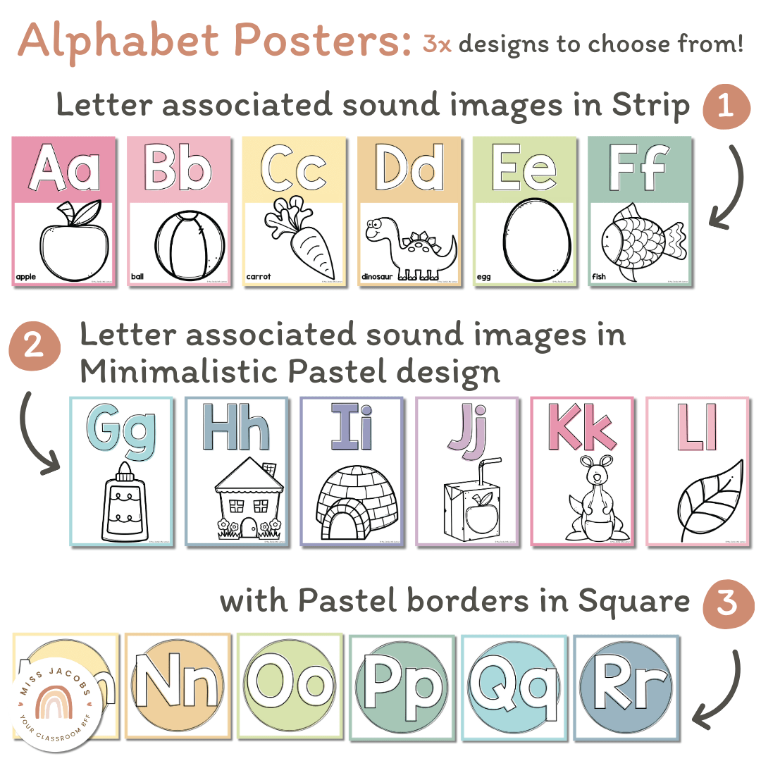 Alphabet Posters Bundle - Simply Pastel Classroom Theme - Miss Jacobs